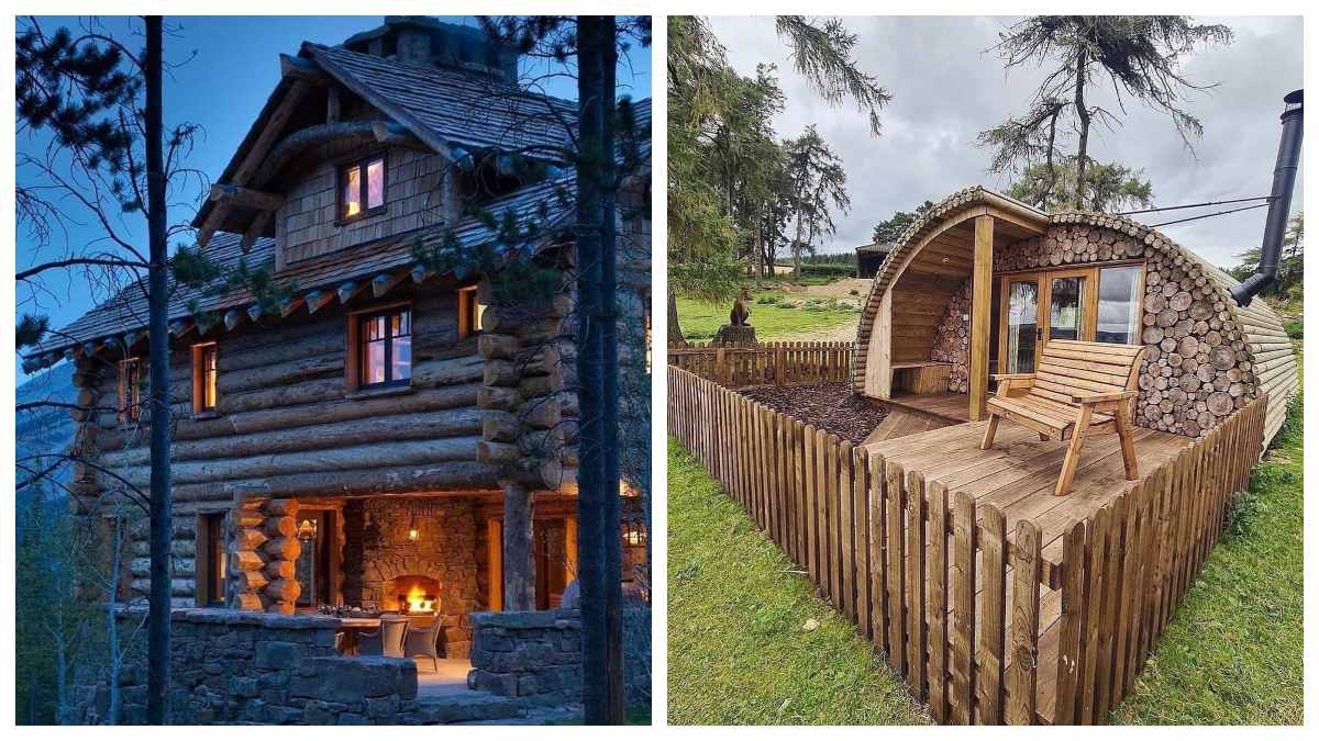 Dos hermosas casas de campo con troncos de madera. - Casas de Campo